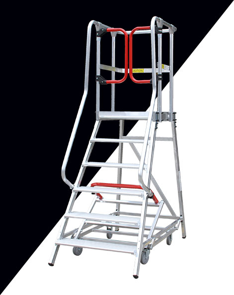 Monstar Pro 6 Steps Aluminium Rolling Platform - Order Picker Ladder ...