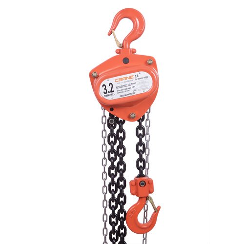 IP Series Grade 100 3200kg Chain Block - 6.0m - Overload Protected - CRANE